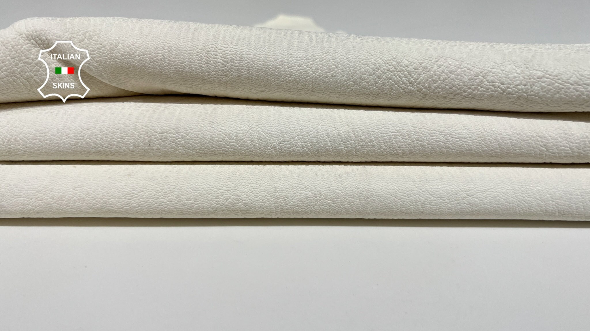 NATURAL WHITE ROUGH Vegetable Tan Thick Italian Goatskin Goat Leather ...