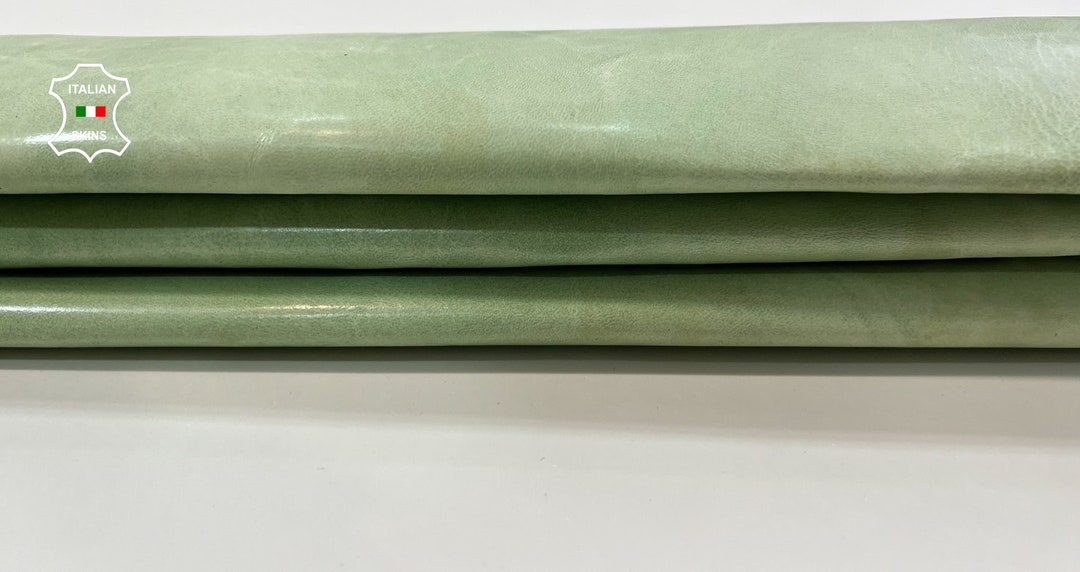 LIGHT AQUAMARINE GREEN Vintage Look Vegetable Tan Strong Italian ...