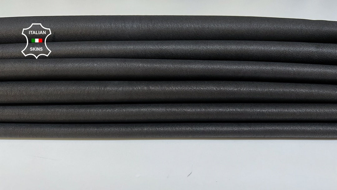CHARCOAL BLACK MATTE Stretch Soft Italian Lambskin Lamb Sheep Leather ...