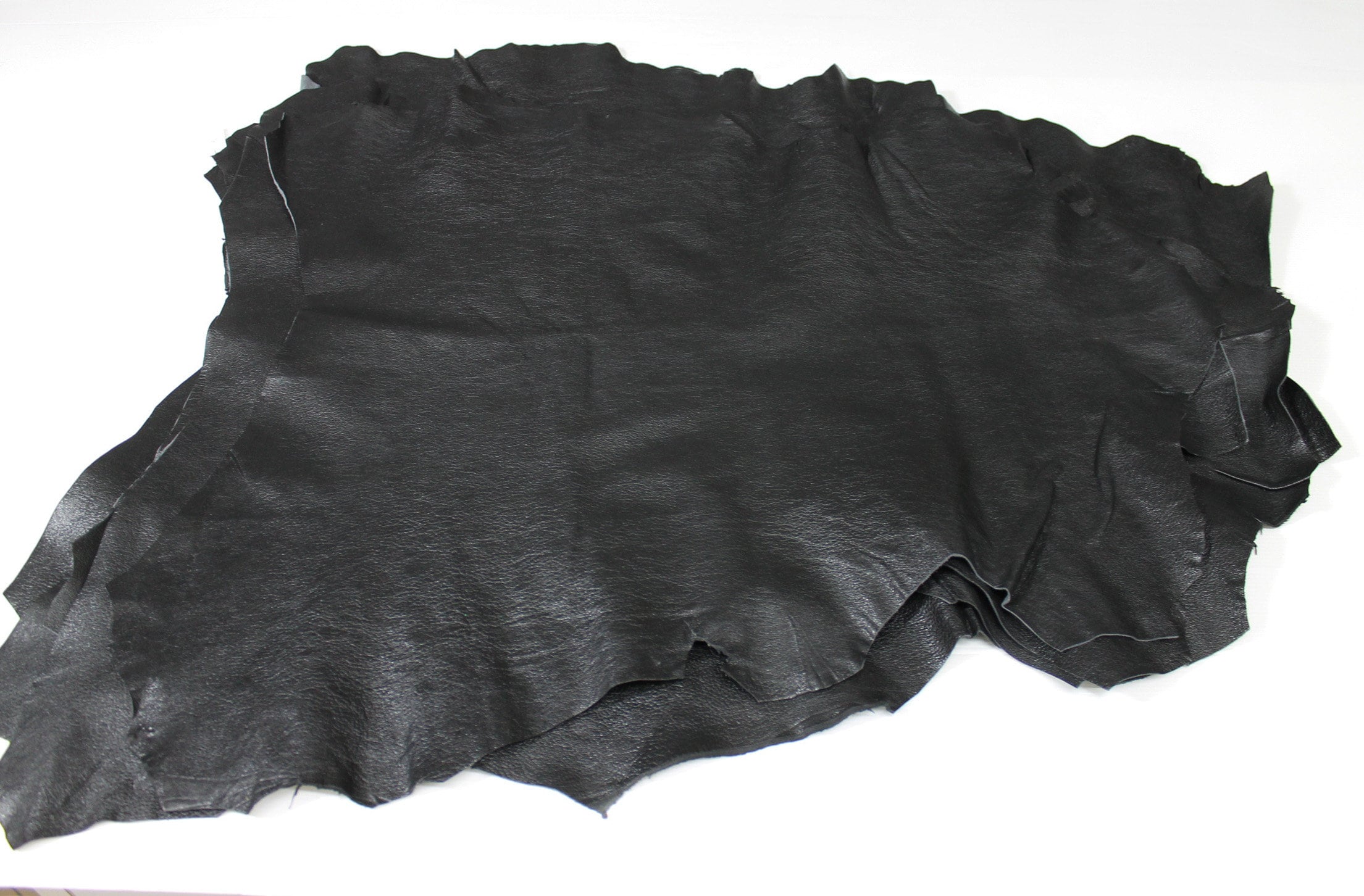 BLACK rough grainy Italian Goatskin Goat leather 5 skins hides total ...