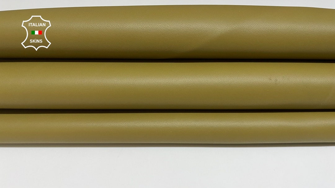 LIGHT OLIVE DRAB Green Italian Metis Lambskin Lamb Sheep Leather Skin 5 ...