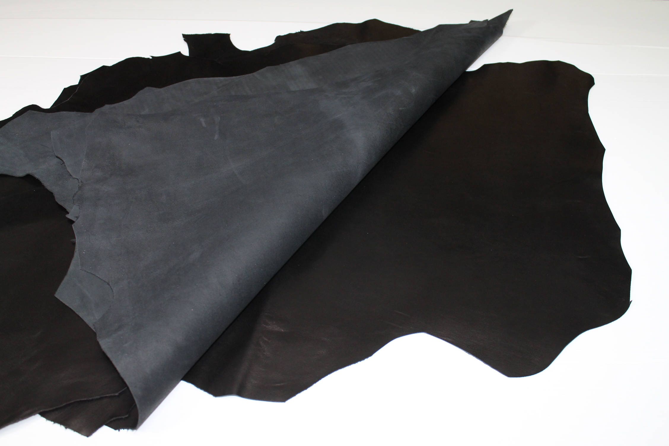 SMOOTH BLACK with bronze hue Italian genuine Goatskin Goat leather 4 ...