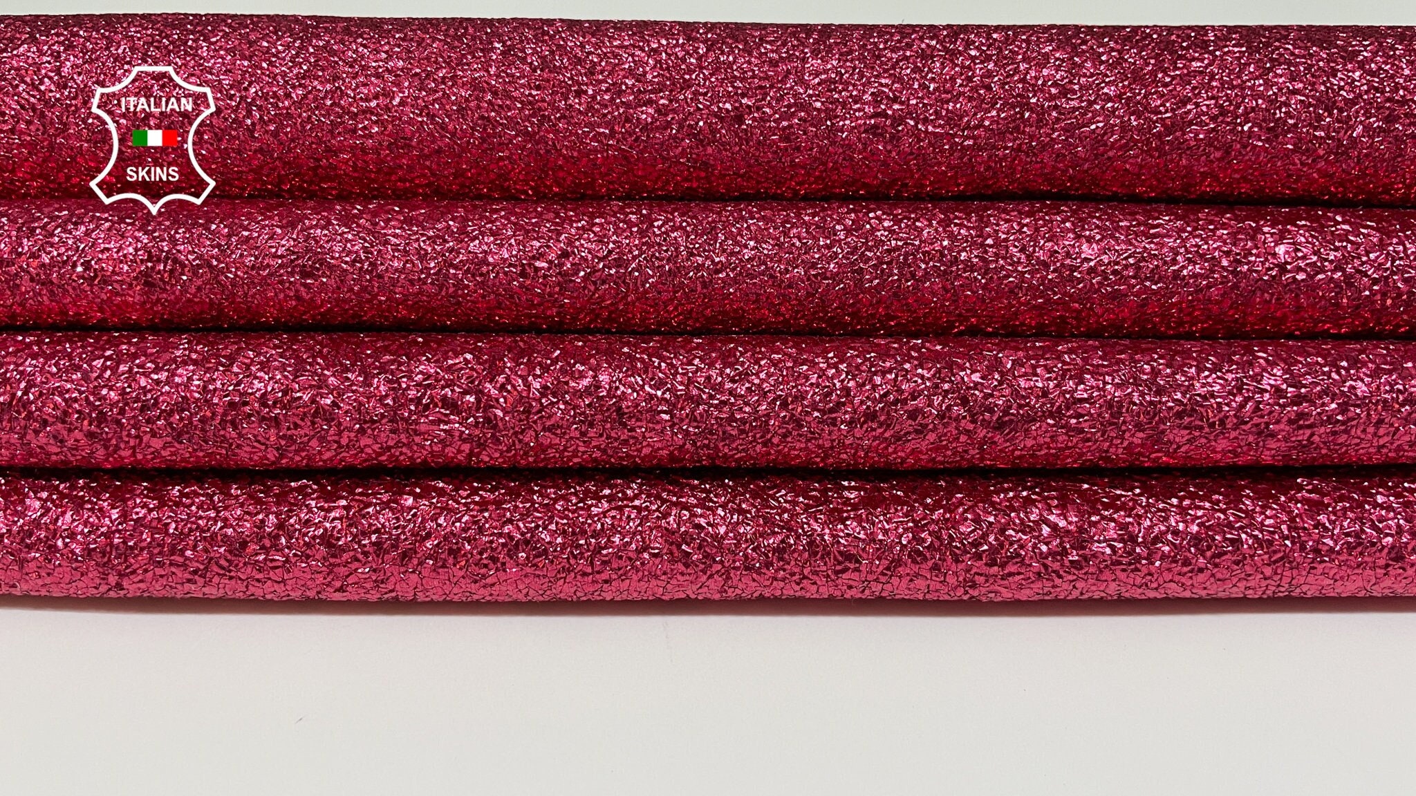 METALLIC RASPBERRY RED Crispy Crinkled Washed Soft Italian Lambskin ...