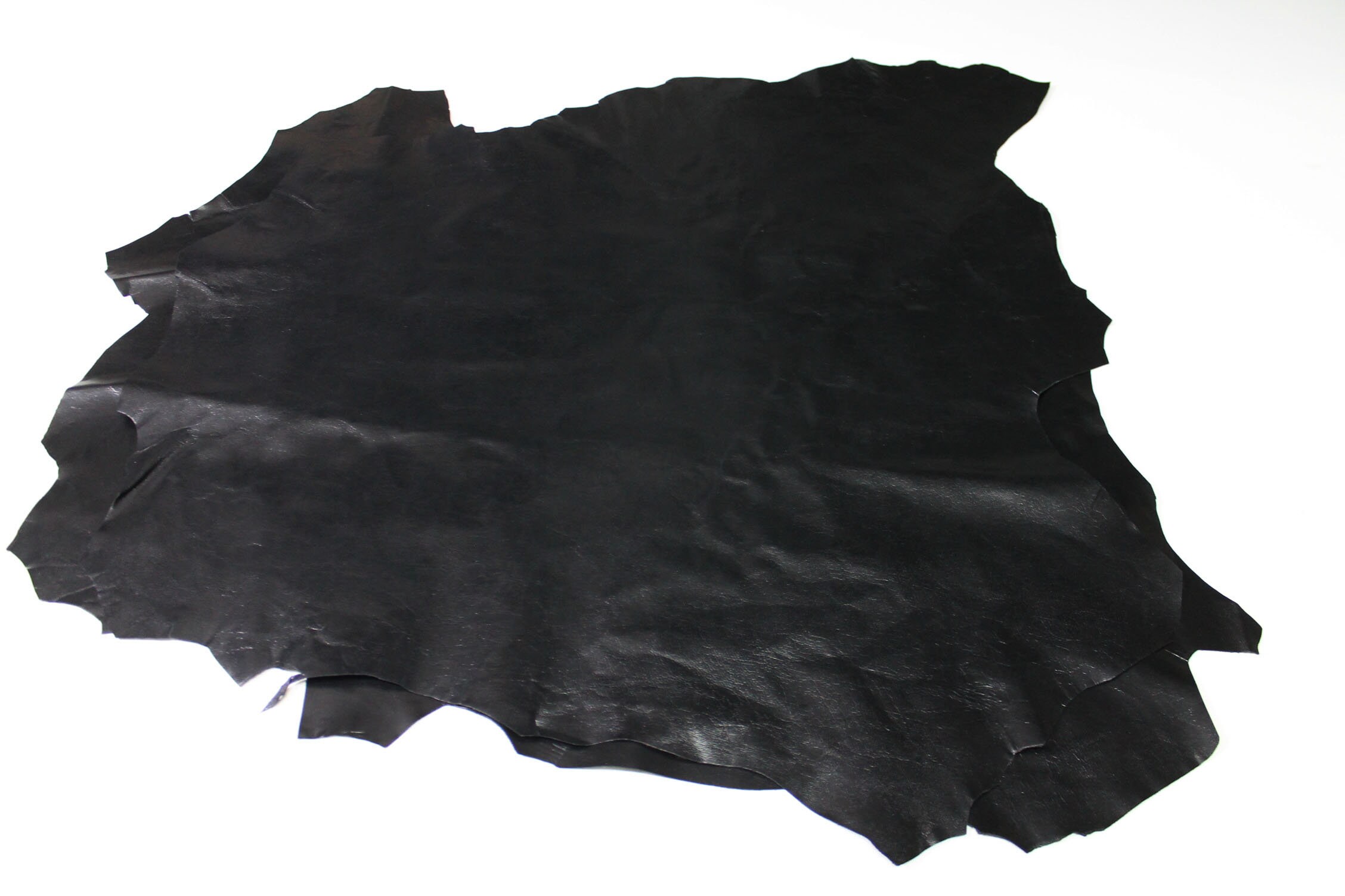 BLACK SHINY ROUGH Italian goatskin Goat leather material for sewing 2 ...