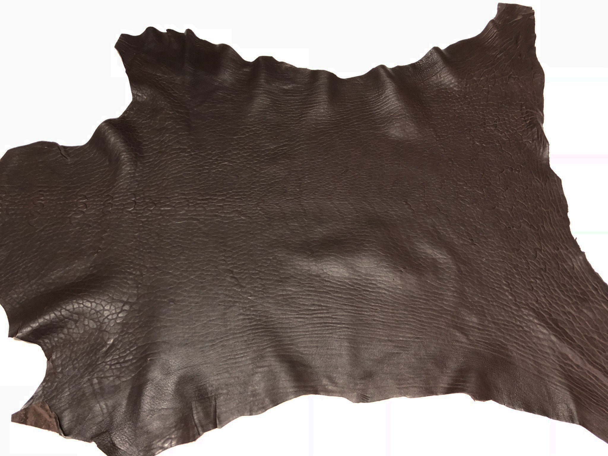 CHOCOLATE BROWN GRAINY textured Italian genuine lambskin lamb sheep ...