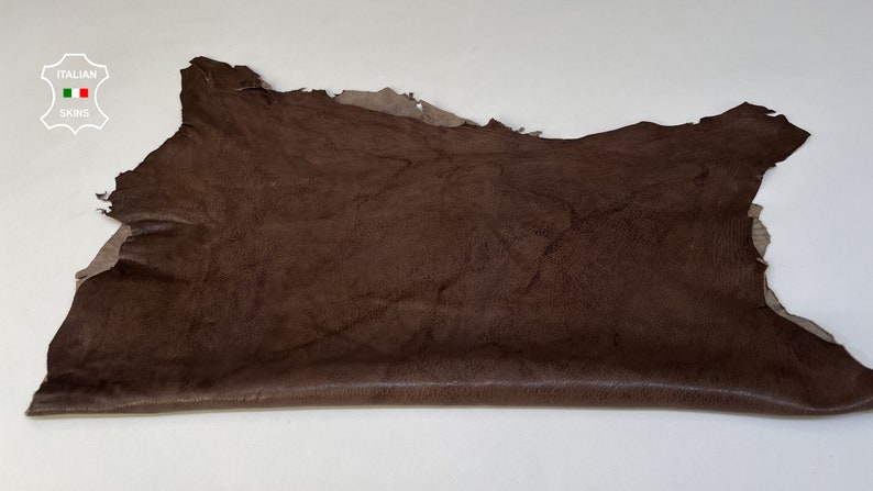 BROWN RUSTIC ANTIQUED Rough Vegetable Tan Soft Italian Goatskin Goat ...