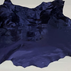 METALLIC NAVY BLUE Deep Blue Italian Lambskin Lamb Sheep Leather ...