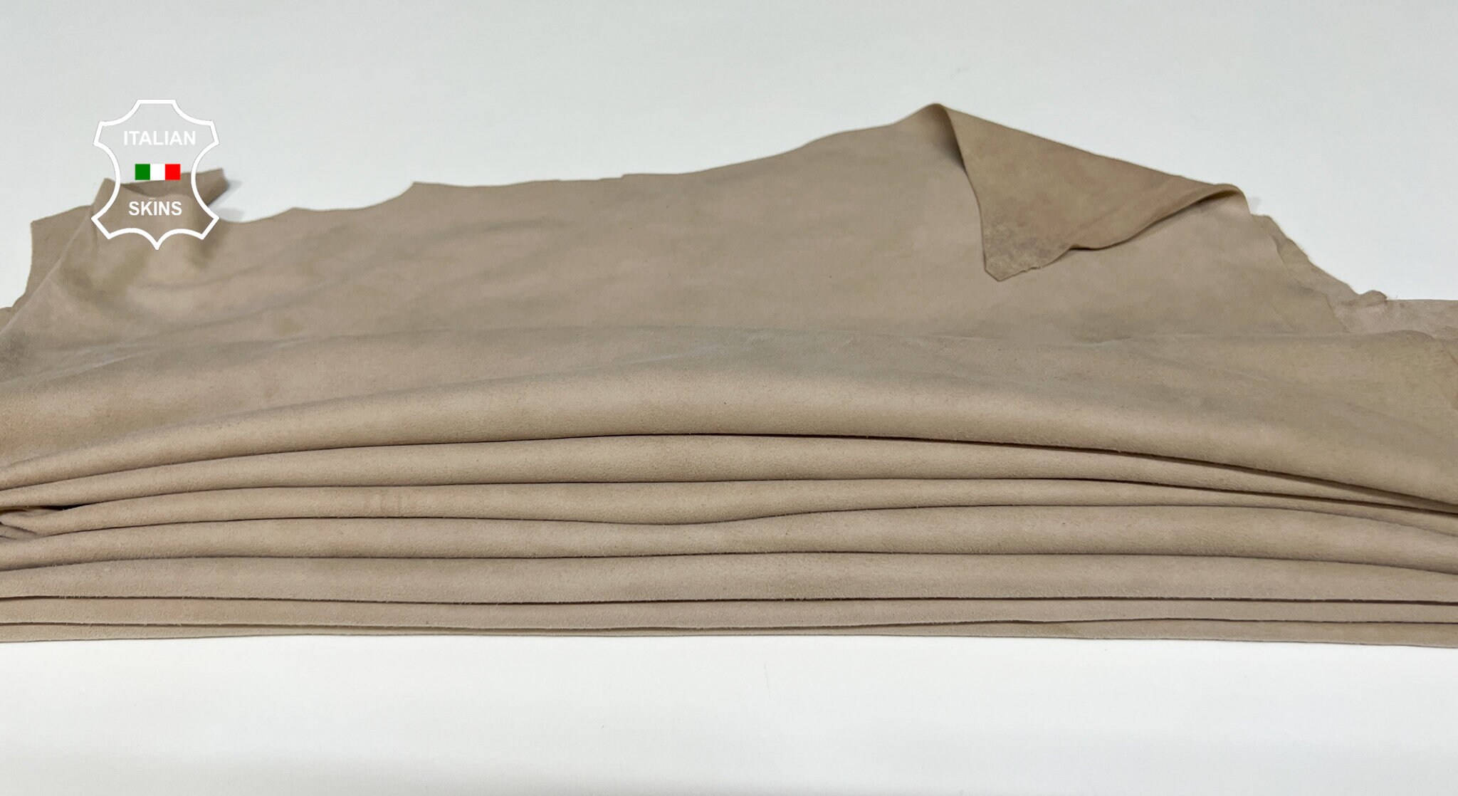SAND BEIGE SUEDE Thin Soft Italian Lambskin Lamb Sheep leather pack 4 ...