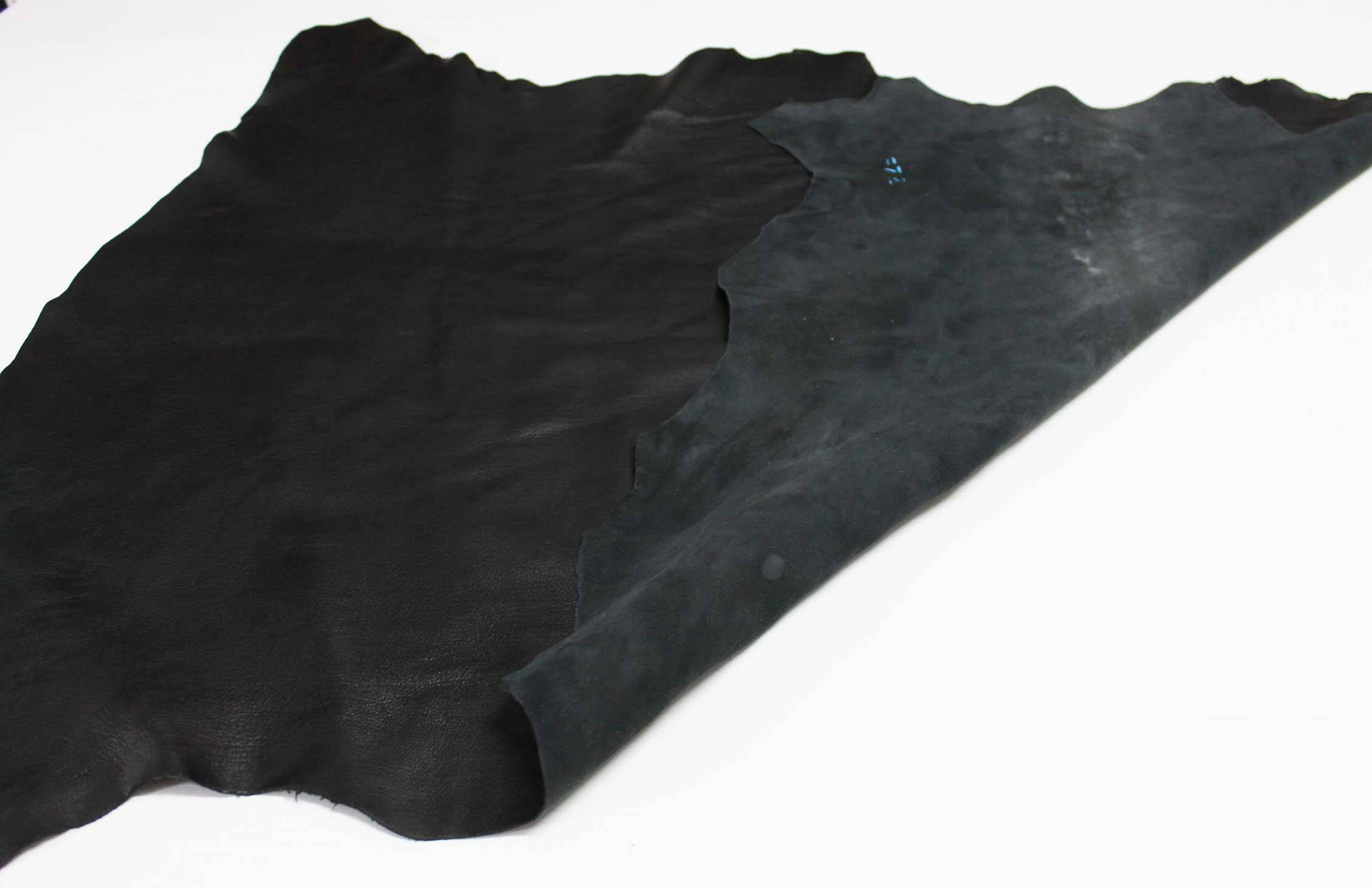BLACK TEXTURED Italian genuine Lambskin Lamb sheep leather skin hide ...