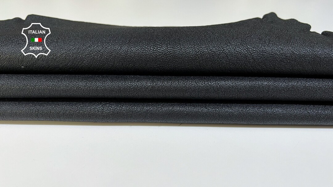 BLACK ROUGH COATED Thick Soft Italian Goatskin Goat Leather Hide Hides ...