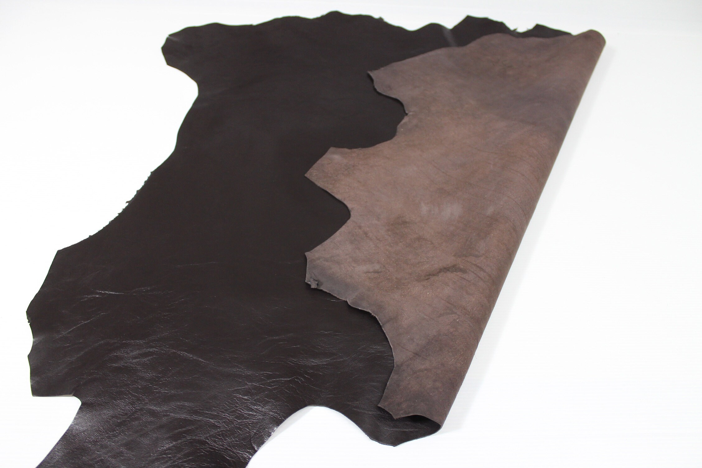 CHOCOLATE BROWN smooth Italian Goatskin Goat leather material for ...