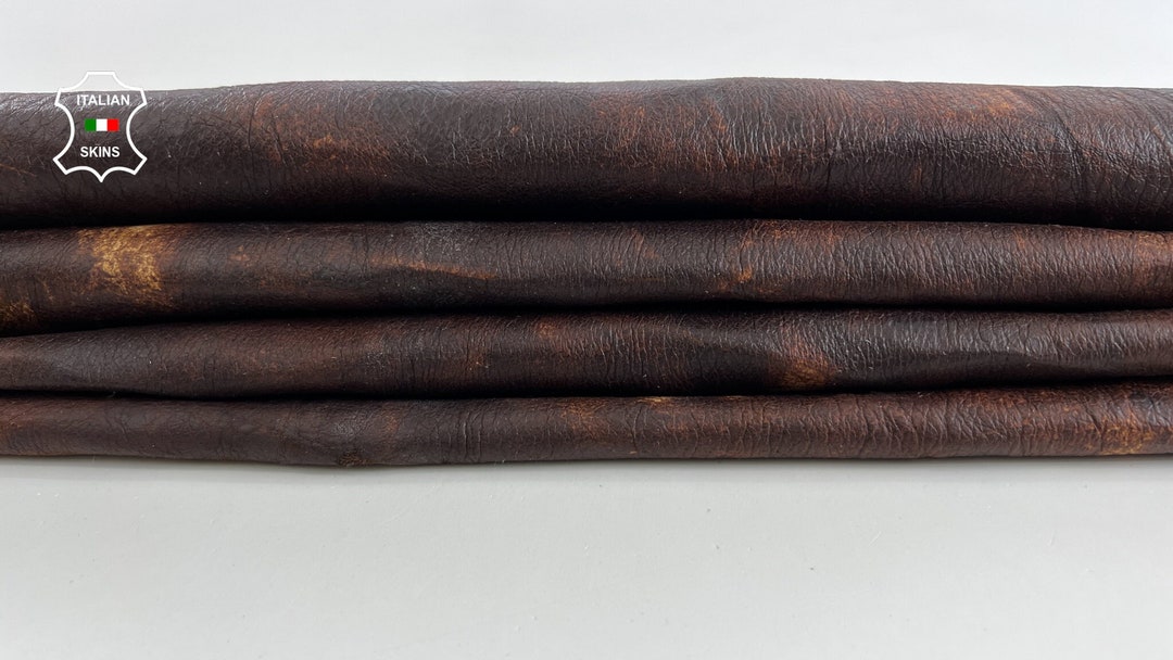 BURNT BROWN CRINKLE Very Vintage Used Look Soft Italian Lambskin Lamb ...