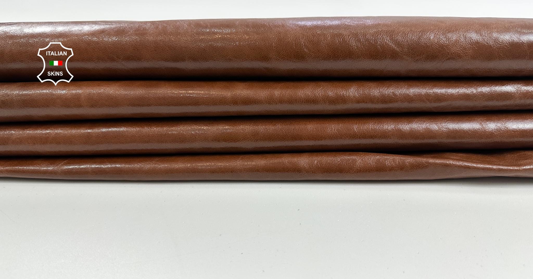 COGNAC BROWN CRINKLED Italian Goatskin Goat leather hide hides skin ...