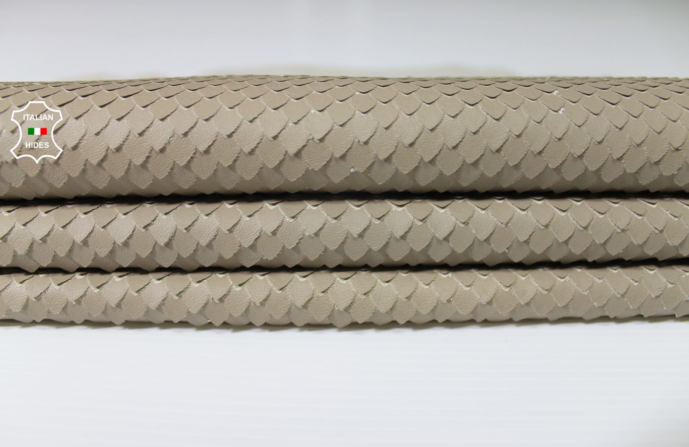 SNAKE TEXTURED KHAKI Beige soft Italian Lambskin Lamb Sheep leather ...