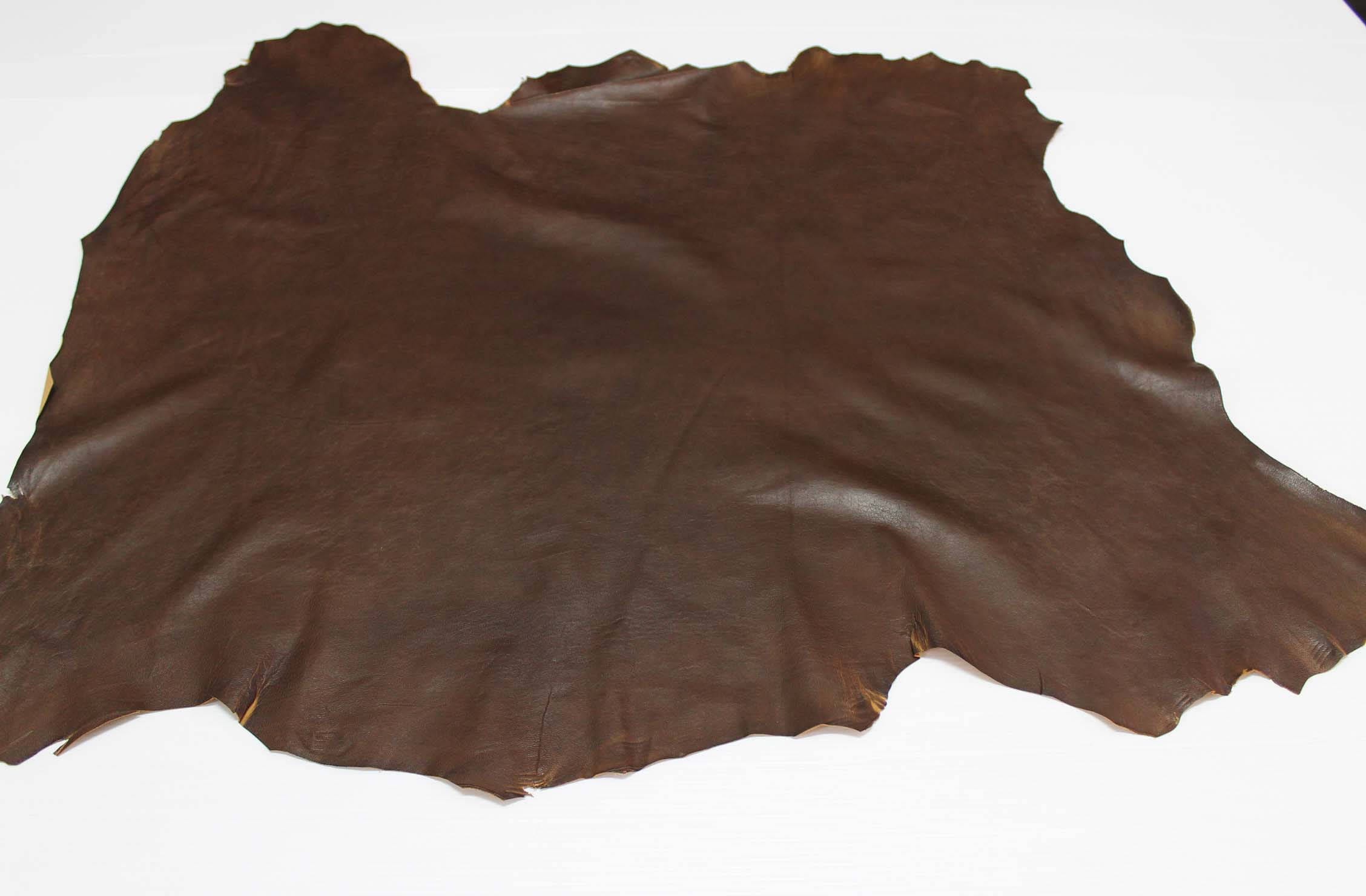 THIN BROWN ANTIQUED very soft Italian genuine Lamb Lambskin leather ...