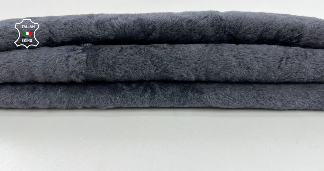 GREY SHORT Hair on Soft Sheepskin Lamb Shearling Fur Hairy Sheep ...