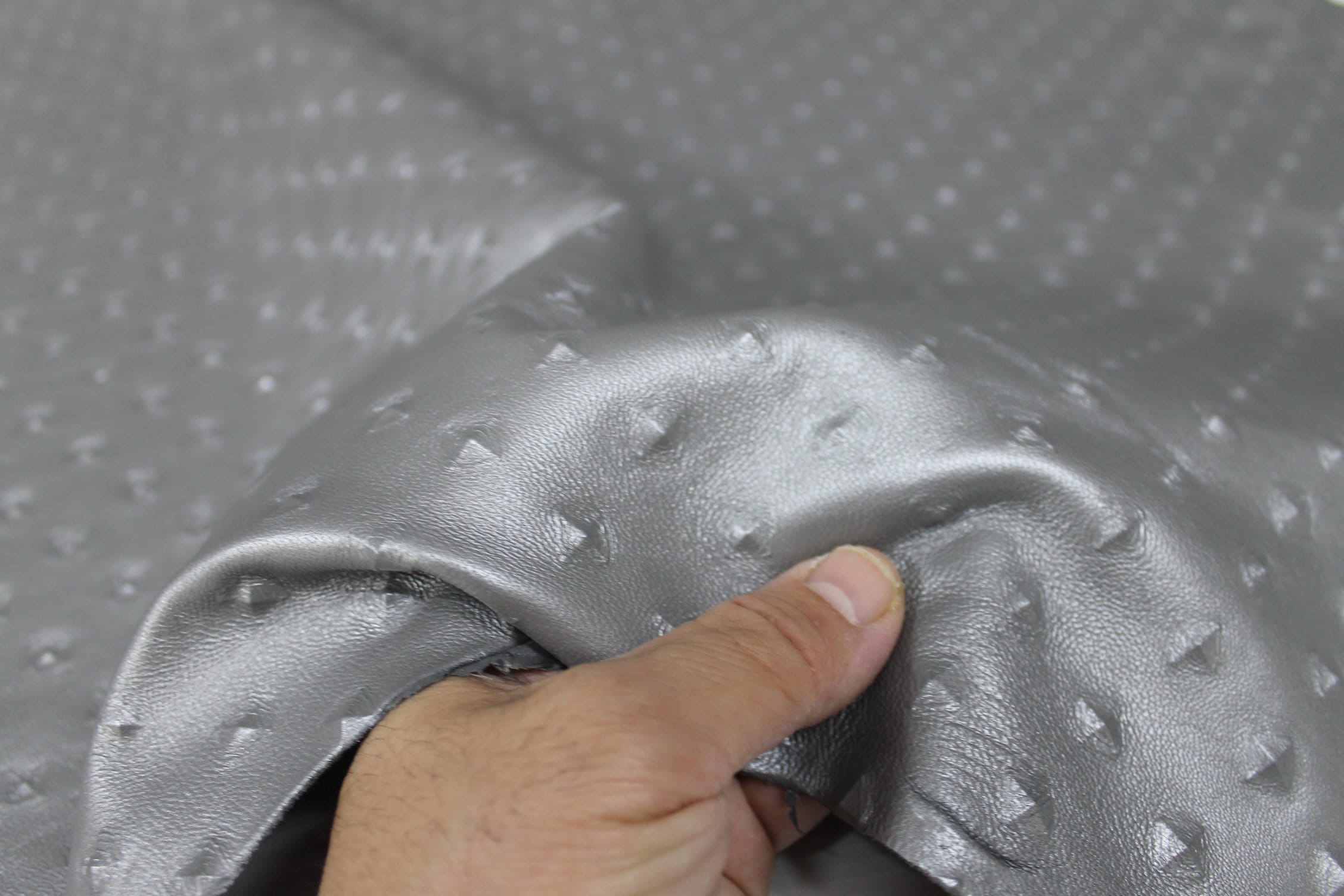 GREY PEARLIZED EMBOSSED gray textured Italian Lambskin Lamb Sheep ...