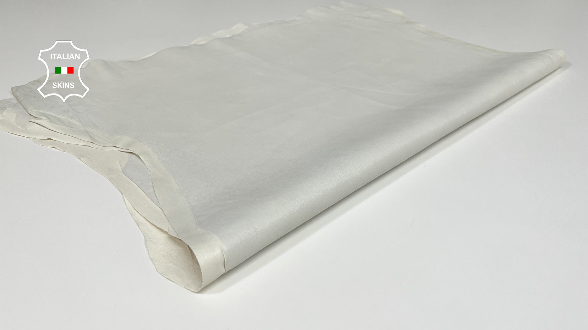 ICE WHITE Off White Thin Soft Italian STRETCH Lambskin Lamb Sheep ...