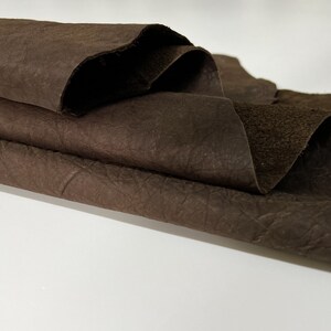 BROWN GRAINY ANTIQUED Thick Italian Calfskin Calf Cow Leather Hide ...