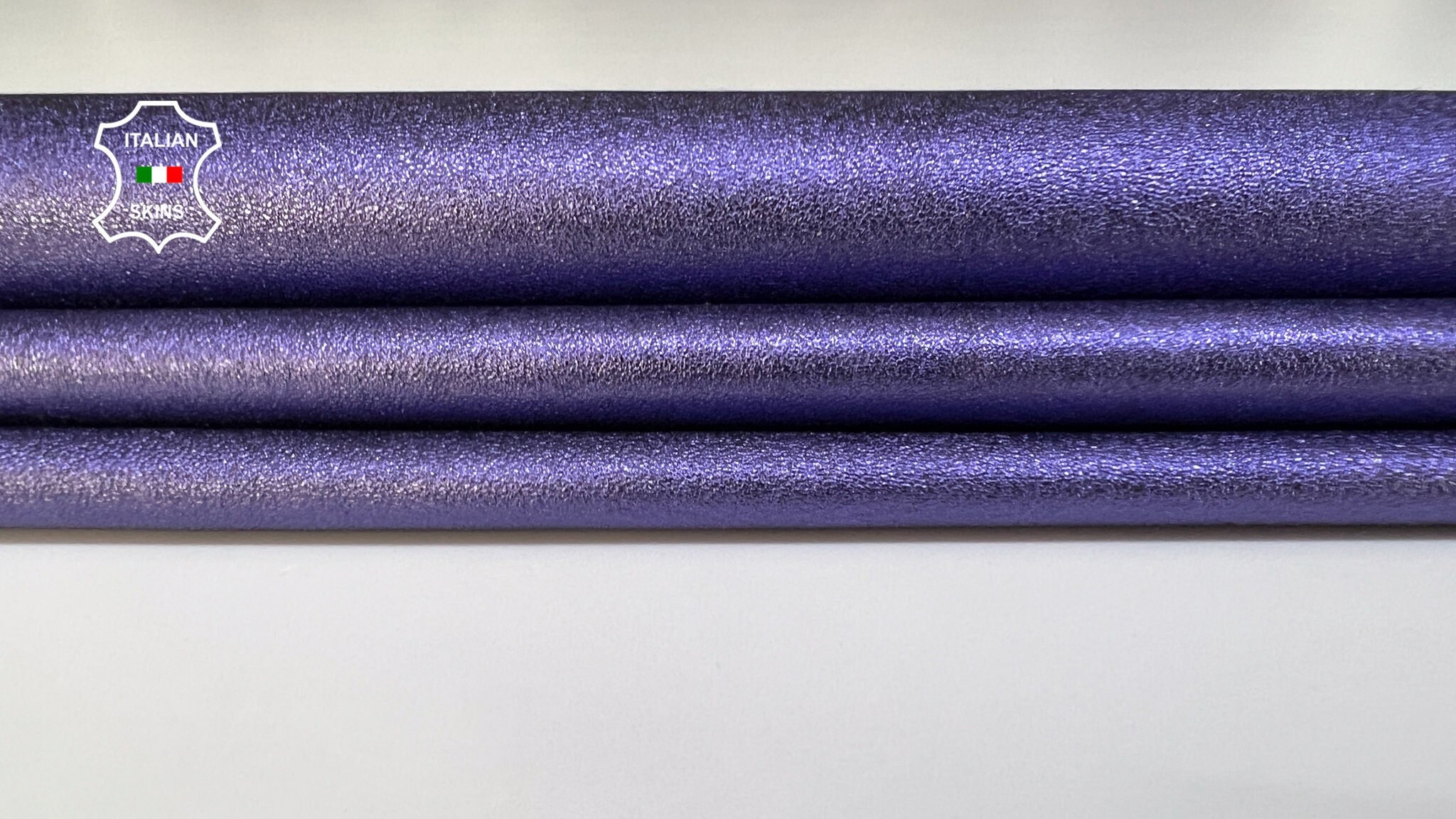 METALLIC INDIGO Purplish Blue Thin Soft Italian STRETCH Lambskin Lamb ...