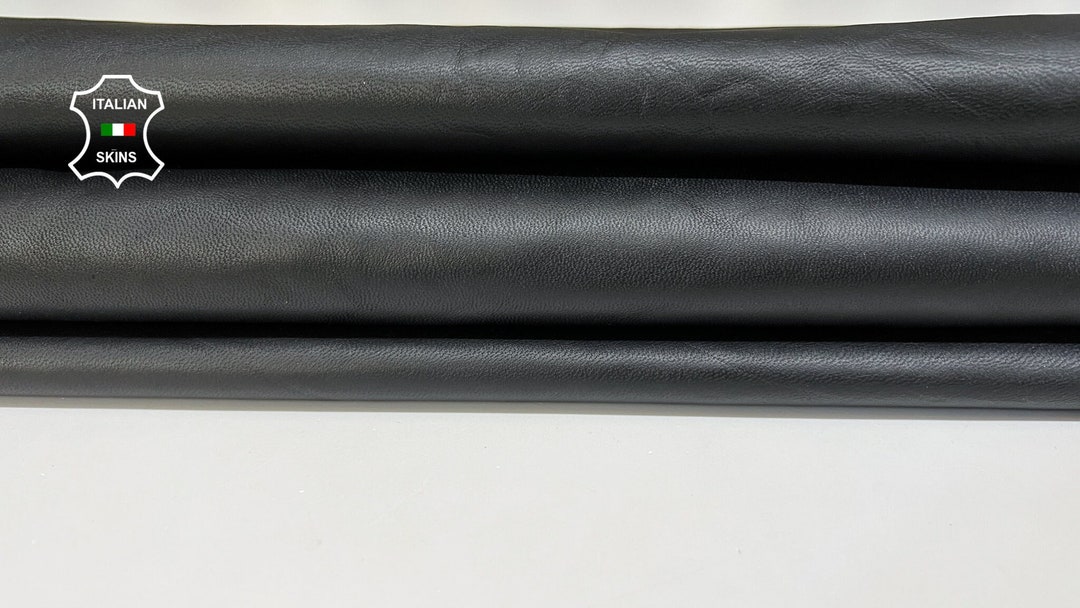 BLACK ANTIQUED Thick Italian Lambskin Lamb Sheep Leather Hide Hides ...