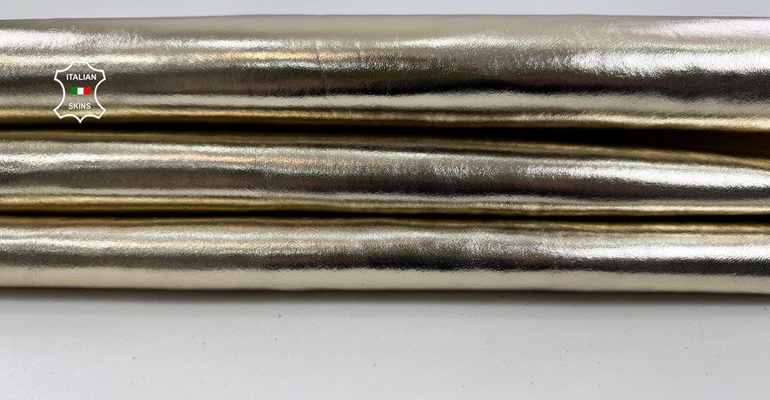 METALLIC LIGHT GOLD Smooth Italian Goatskin Goat Leather Skin 7+sqf 0 ...