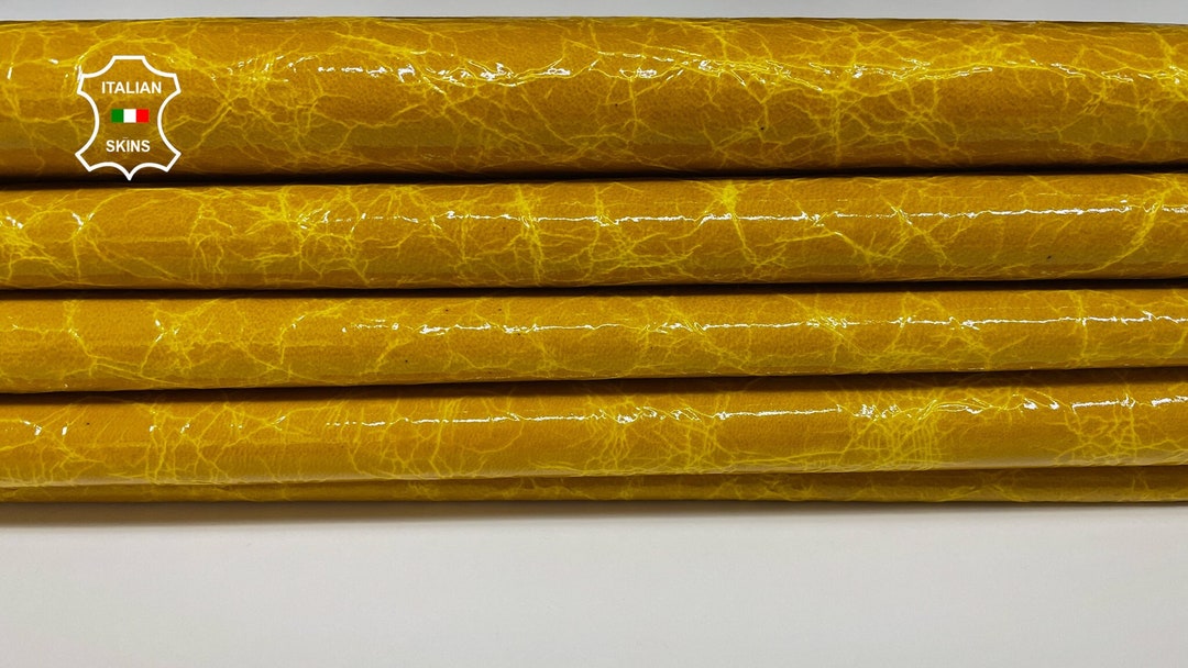 Delivered Duty Paid - MUSTARD YELLOW PATENT Crinkled Shiny Vintage Look ...