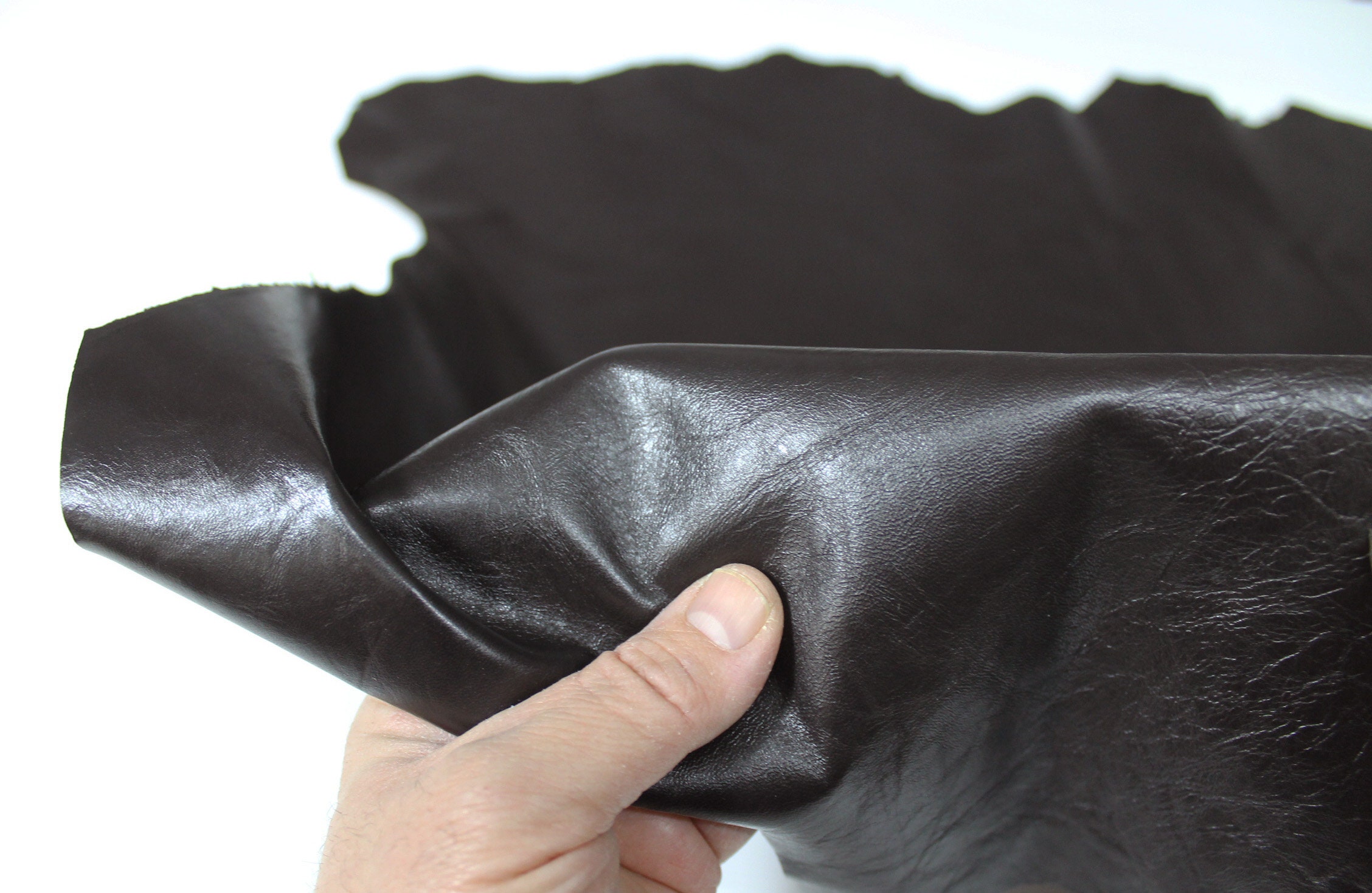 CHOCOLATE BROWN smooth Italian Goatskin Goat leather material for ...