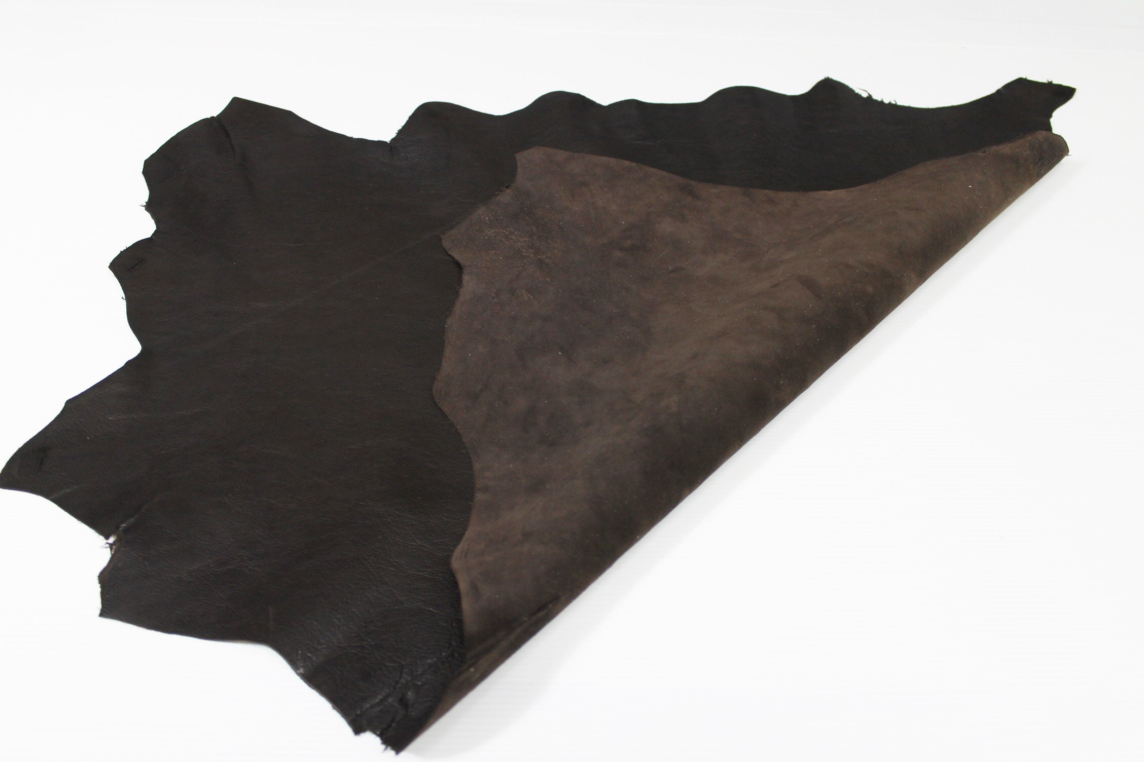 DARK BROWN rough Shiny Italian Goatskin Goat leather material for ...