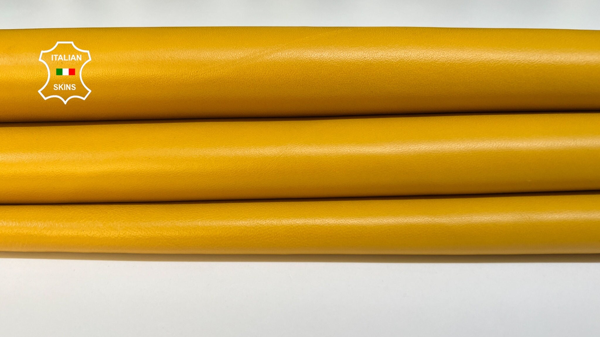 OCHRE YELLOW MUSTARD Soft Italian Lambskin Lamb Sheep Leather hide ...