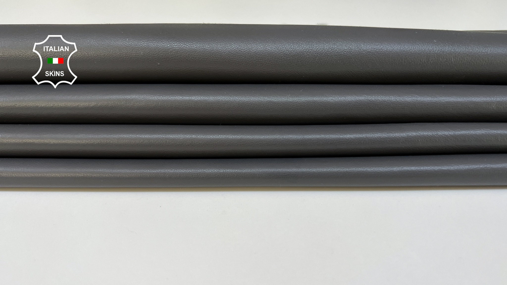 DARK GREY GRAY Soft Italian Lambskin Lamb Sheep Leather hide hides skin ...