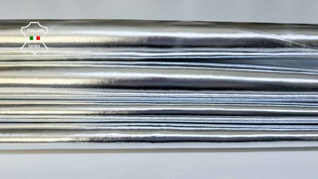 METALLIC SILVER Italian Goatskin Goat Leather Pack 2 Skins Total 15sqf ...