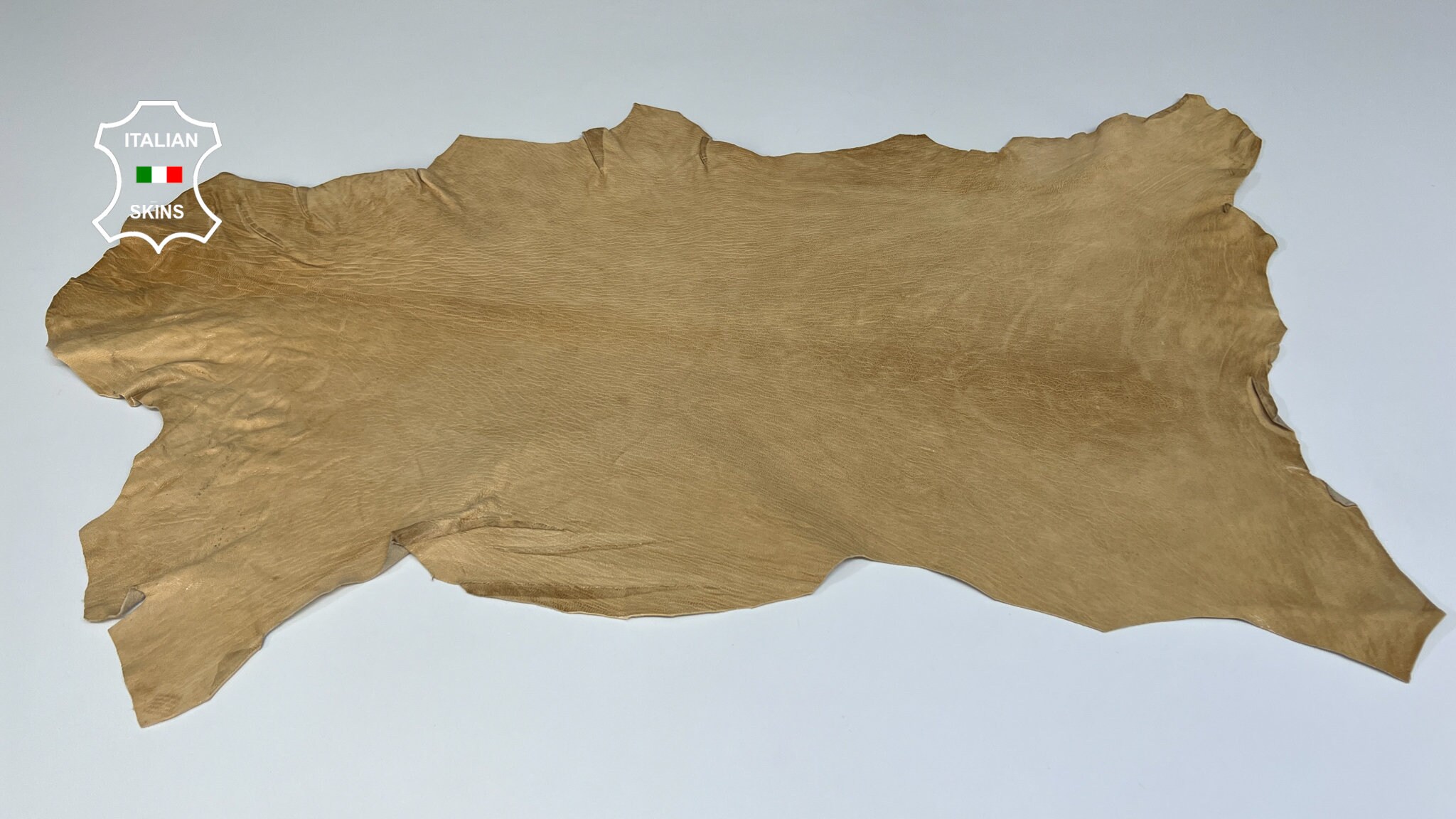 SANDY BEIGE VEGETABLE Tan Thick Italian Goatskin Goat leather hide ...