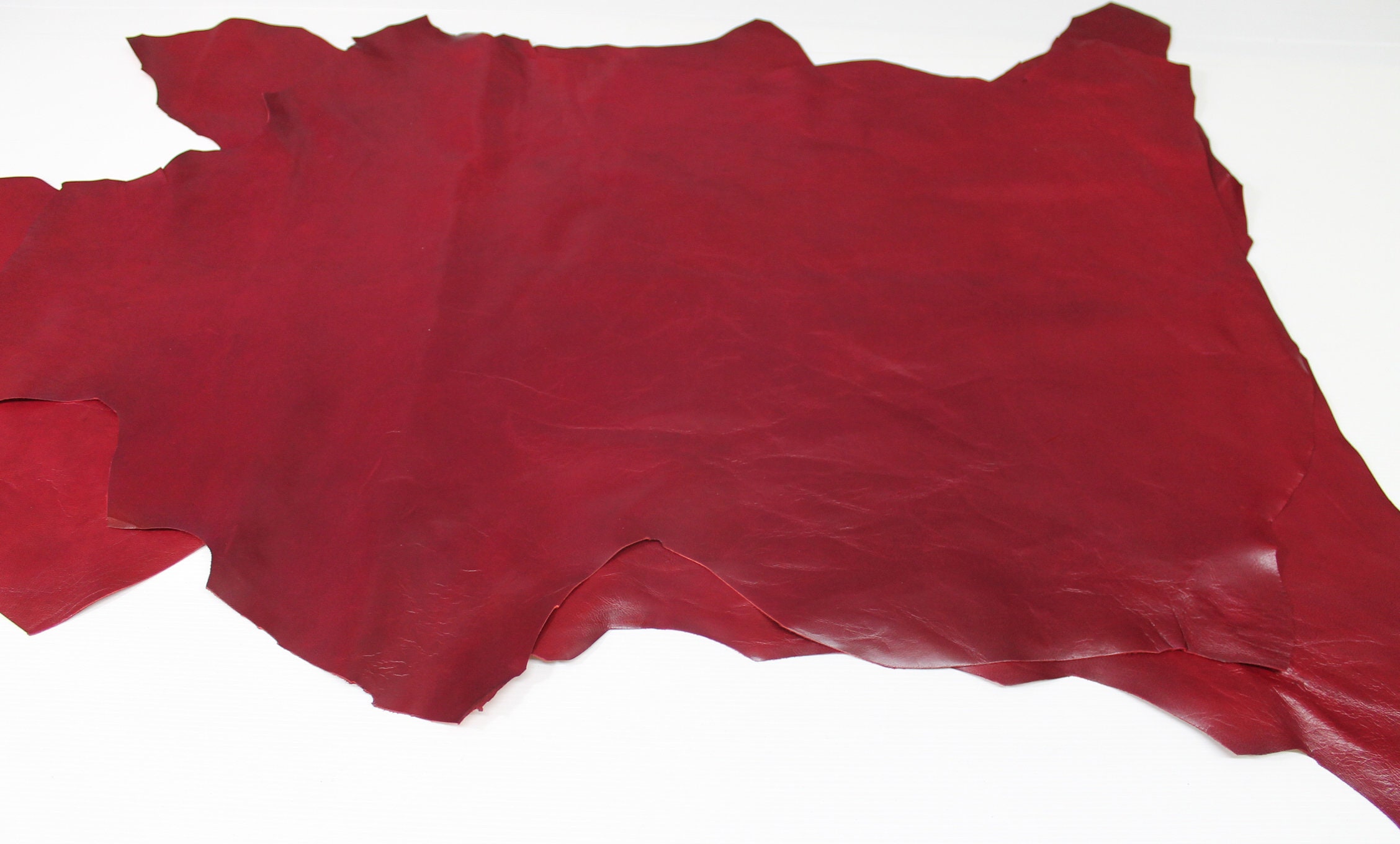 WINE RED antiqued rustic Italian genuine Goatskin goat leather material ...