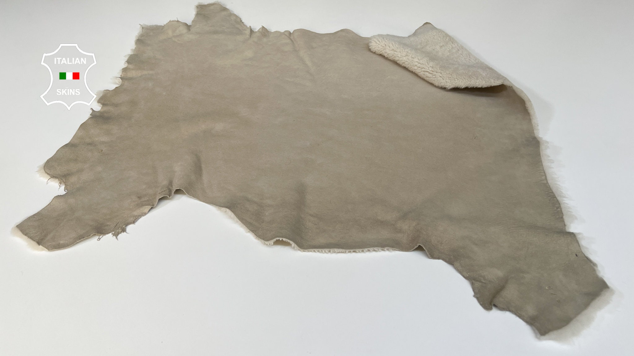 OFF WHITE Hair On sheepskin shearling fur hairy sheep Italian leather ...