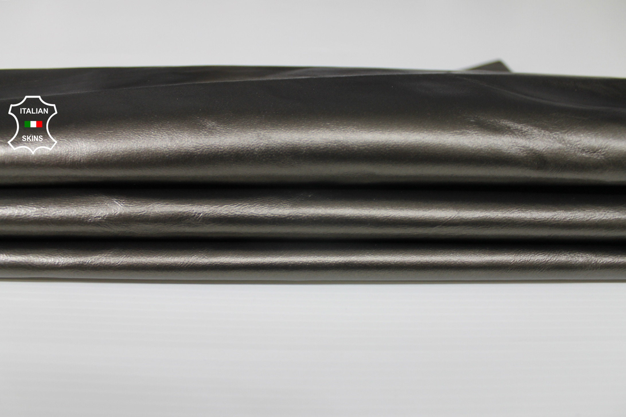 METALLIC GUNMETAL bronze hue thin old silver soft italian Calfskin Calf ...