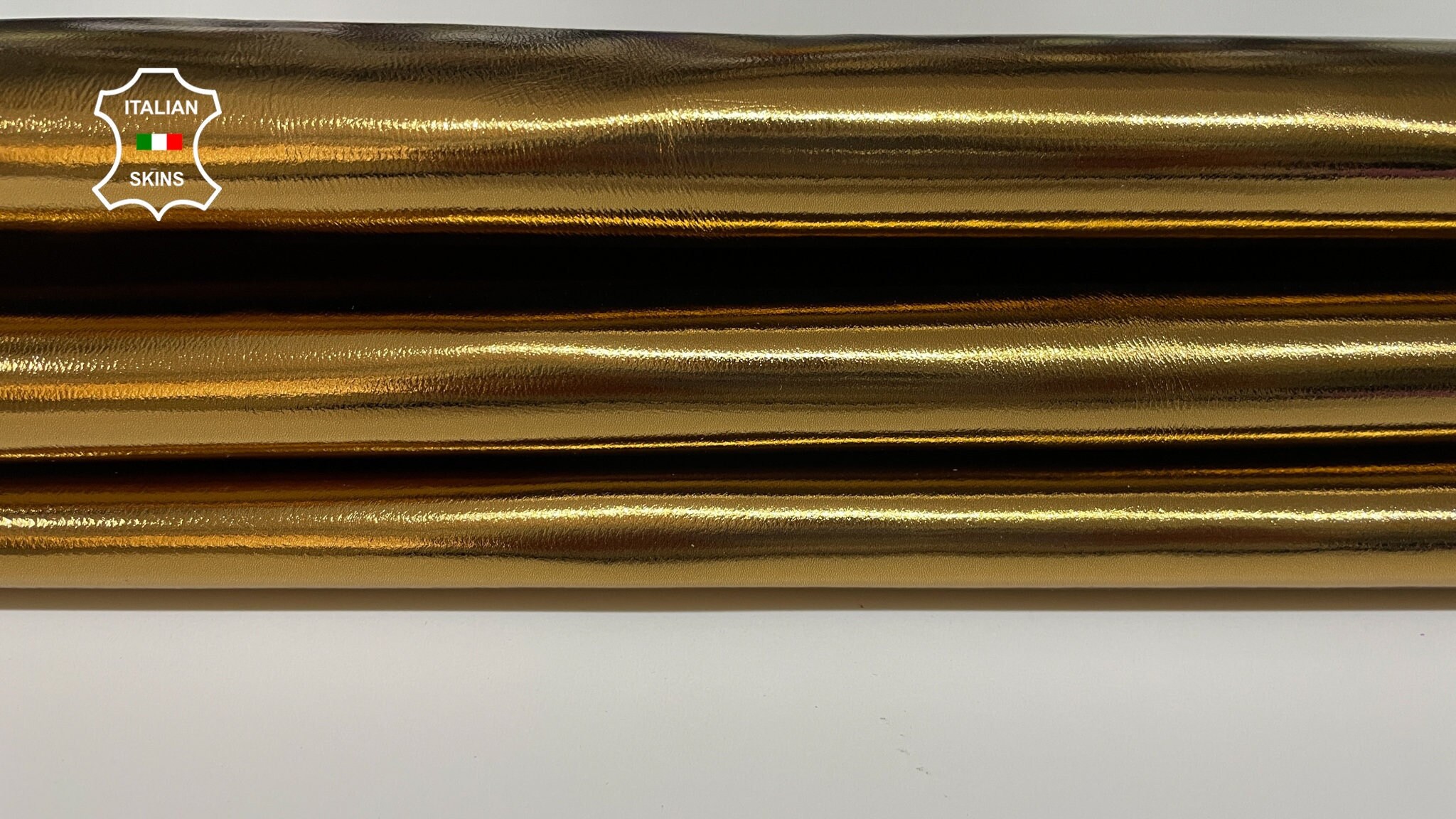 METALLIC OLD GOLD Brass Italian Metis Lambskin Lamb Sheep Leather hide ...