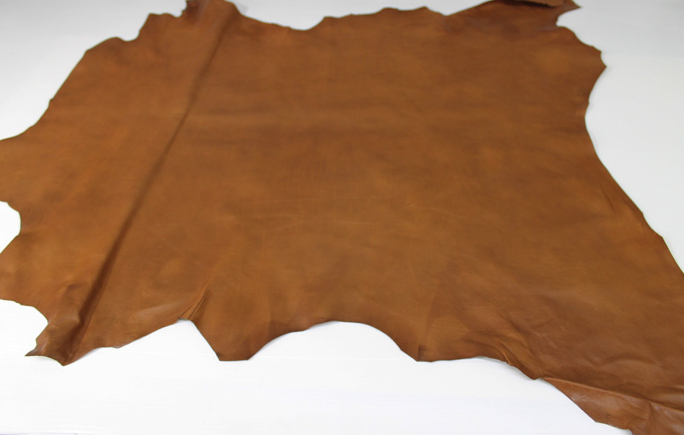 SADDLE TAN BROWN natural smooth soft Italian Calfskin Calf leather skin ...