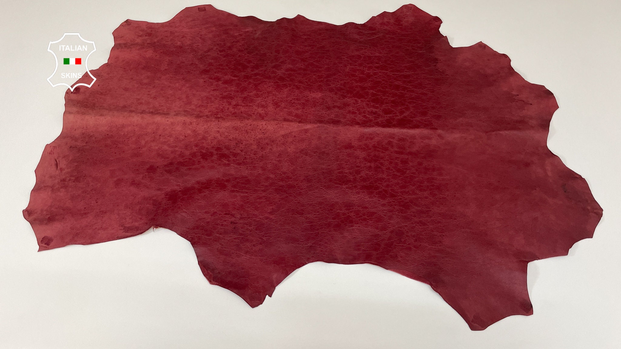 WINE RED ANTIQUED crinkled distressed vintage look thin soft Italian ...