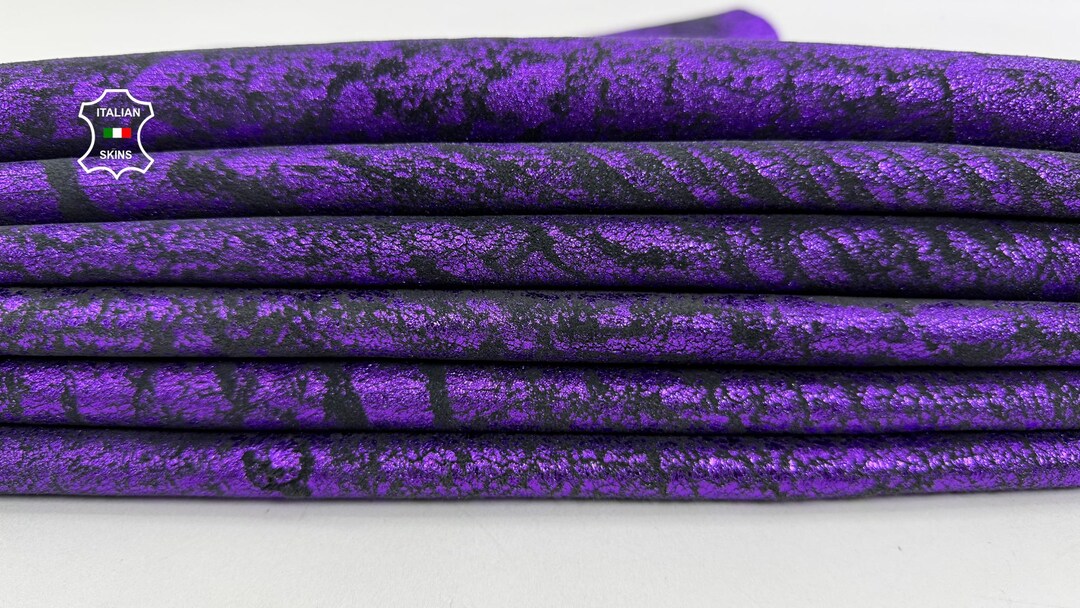 METALLIC PURPLE VINTAGE Thick Soft Italian Lamb Leather Pack 2 Skins ...