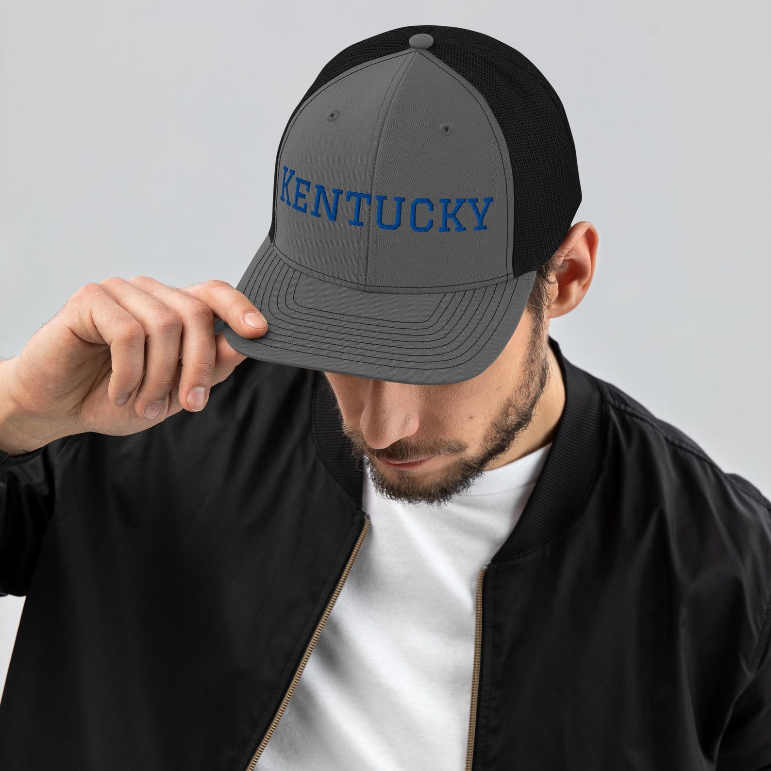 Custom 3D Puff Embroidery Snapback Trucker Cap | Custom Block Text ...