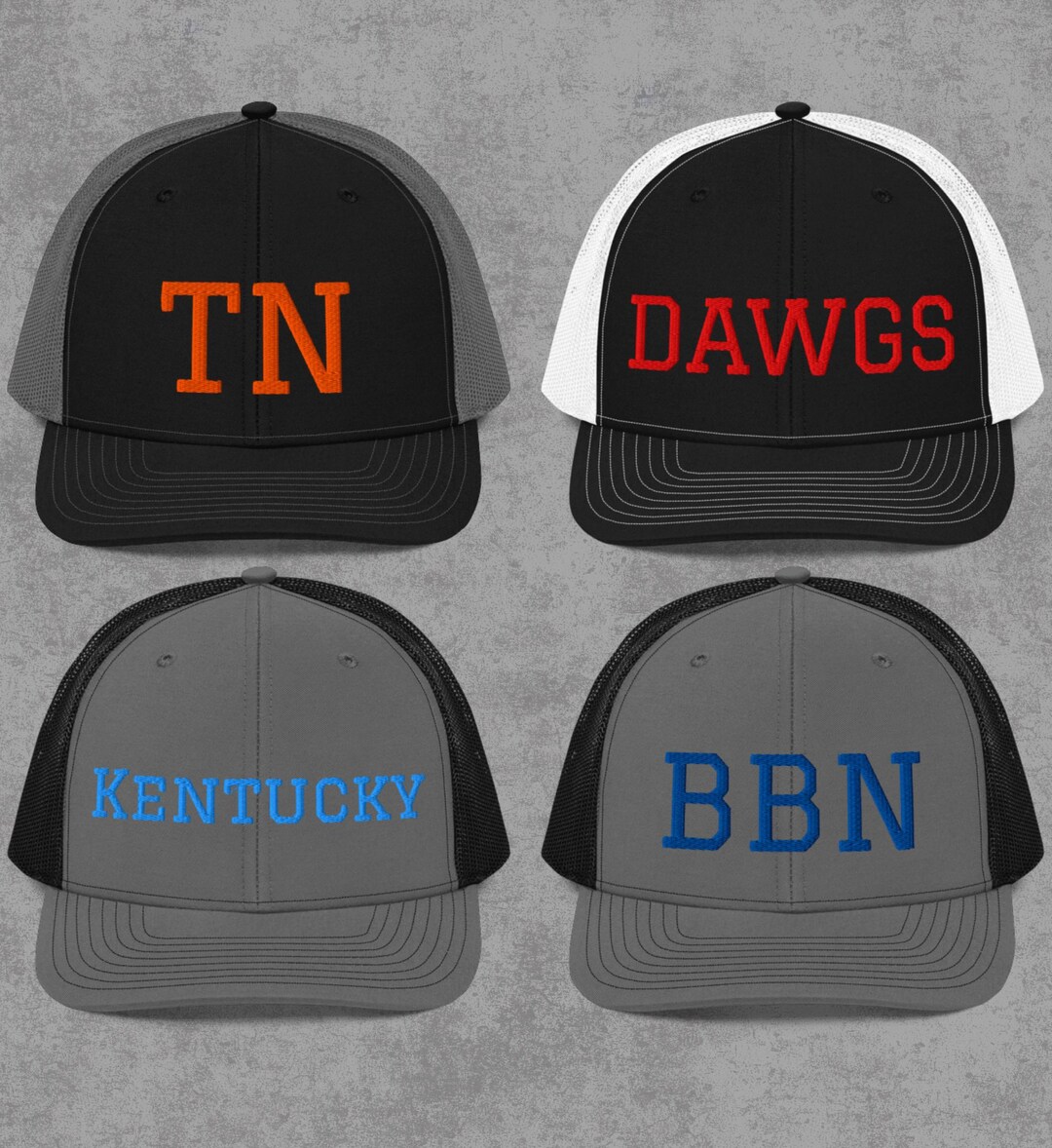 Custom 3D Puff Embroidery Snapback Trucker Cap | Custom Block Text ...