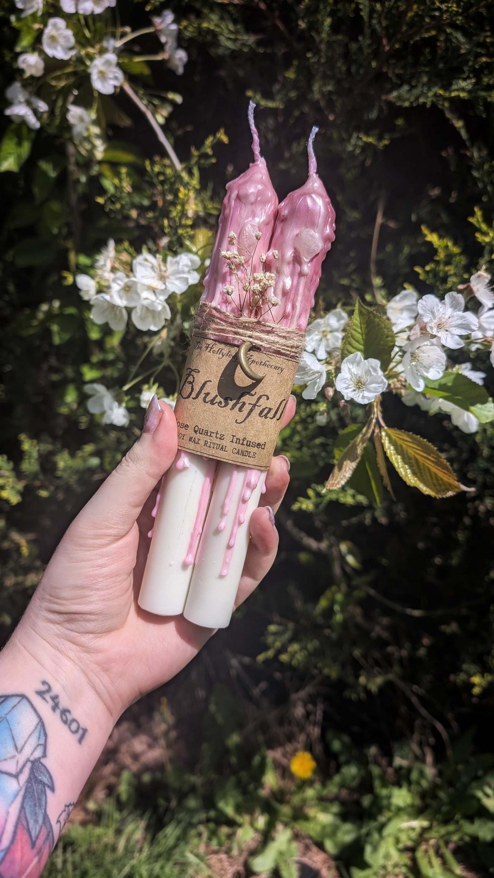 Blushfall Rose Quartz Crystal Ritual Candles | Love, Healing ...