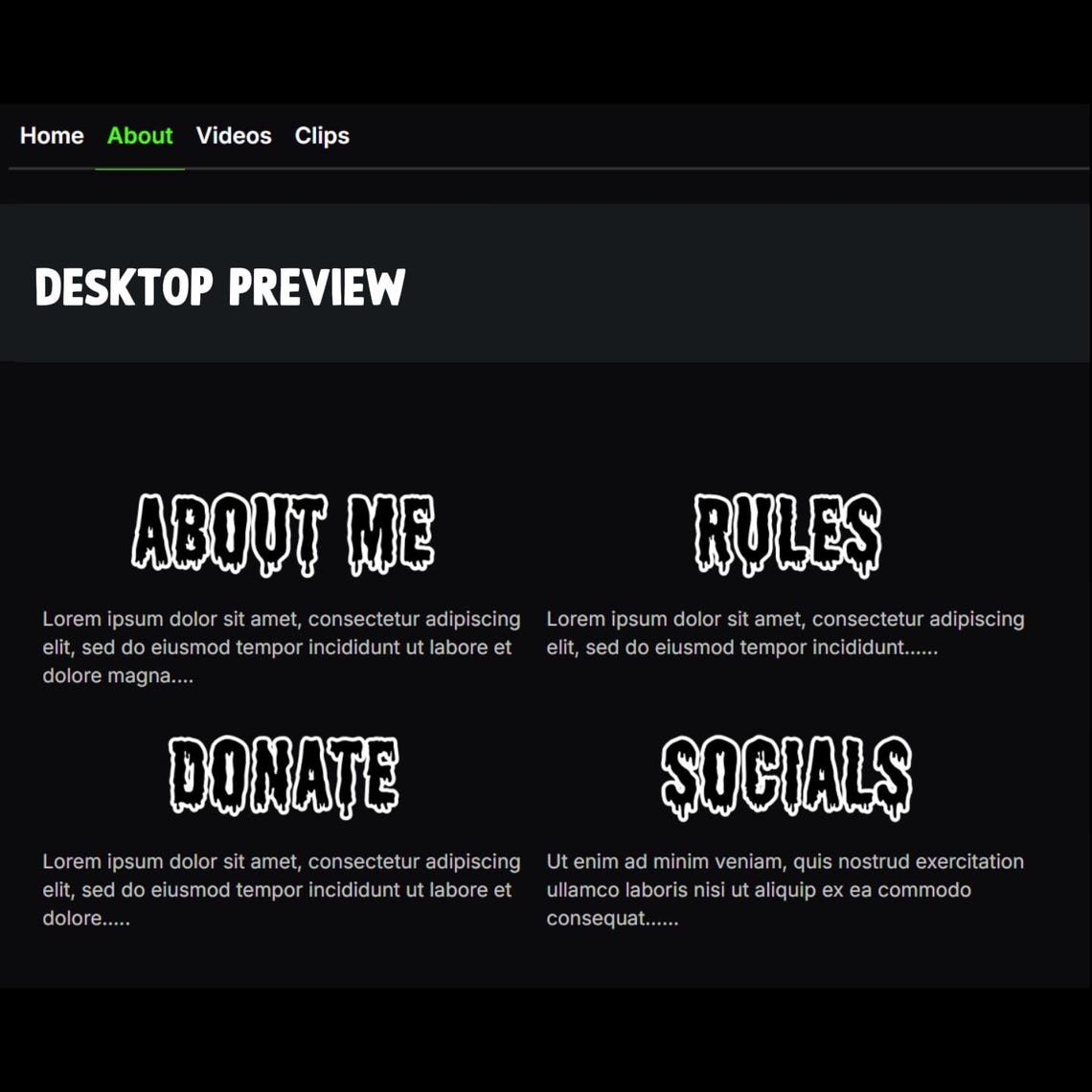 Horror Drip Panel Headers | Transparent Streamer Bio Titles | Kick ...