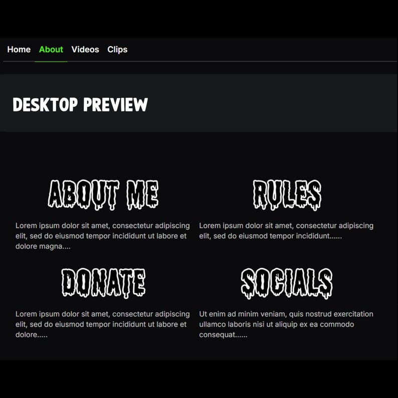 Horror Drip Panel Headers | Transparent Streamer Bio Titles | Kick ...