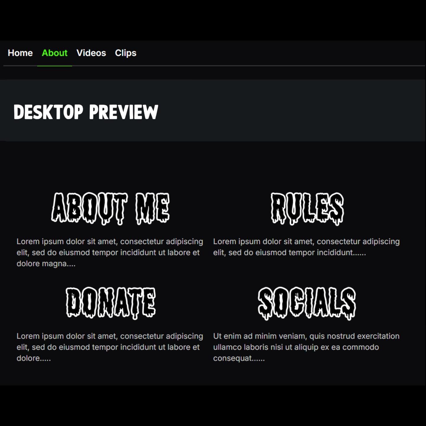Horror Drip Panel Headers | Transparent Streamer Bio Titles | Kick ...