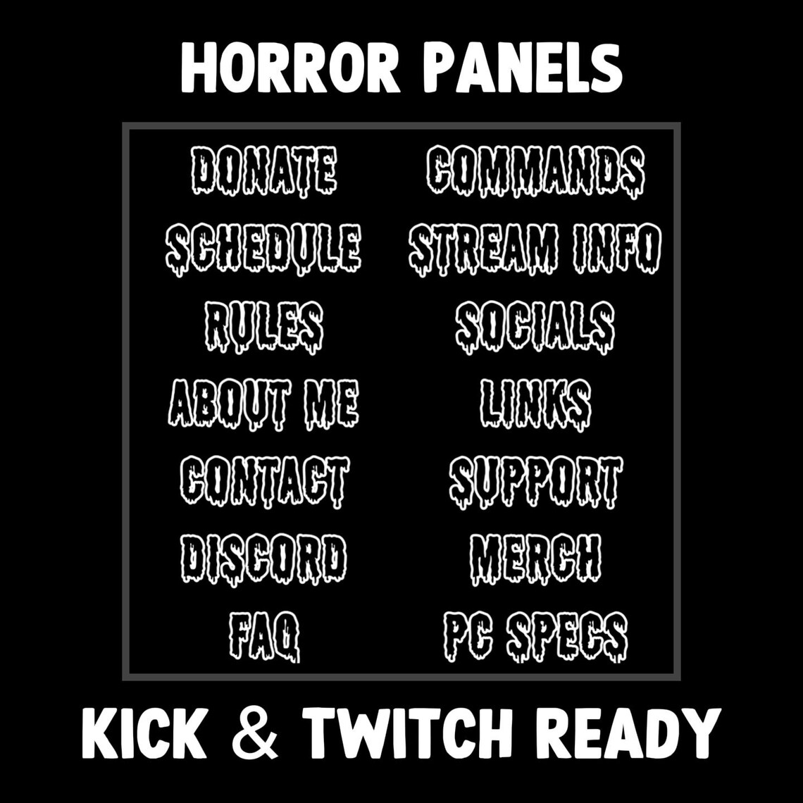Horror Drip Panel Headers | Transparent Streamer Bio Titles | Kick ...