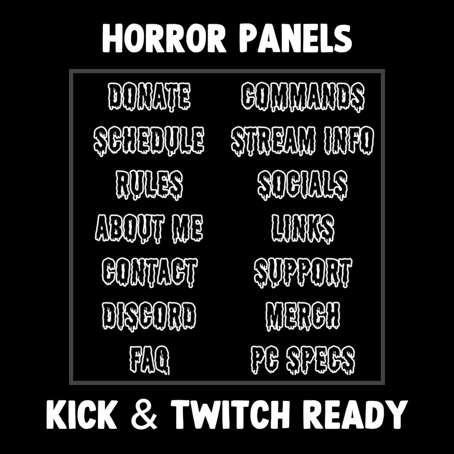 Horror Drip Panel Headers | Transparent Streamer Bio Titles | Kick ...