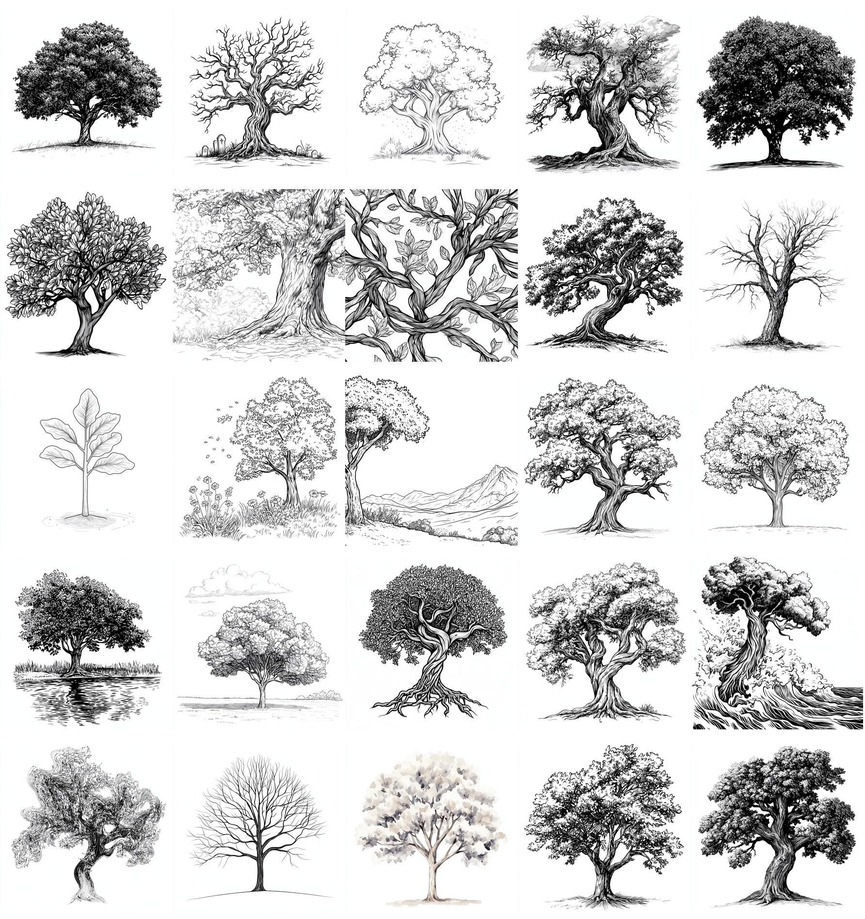 Oak Tree Procreate Brushes & PNG Bundle | 116+ Designs (digital ...