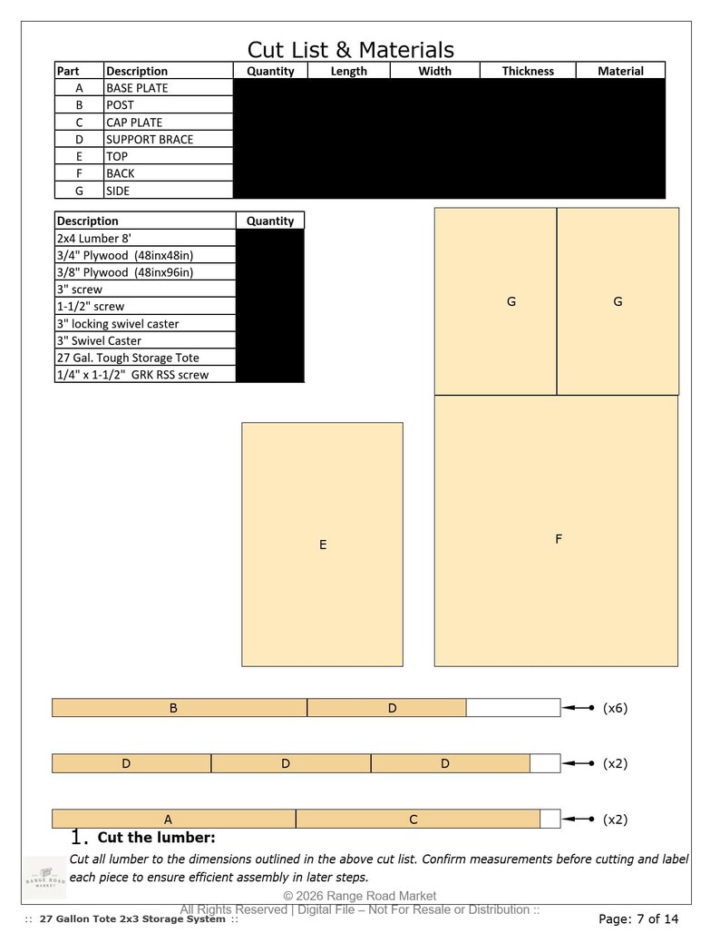 DIY 2x3 Large Tote Rack Plans, Garage Organization PDF, Mobile Storage ...